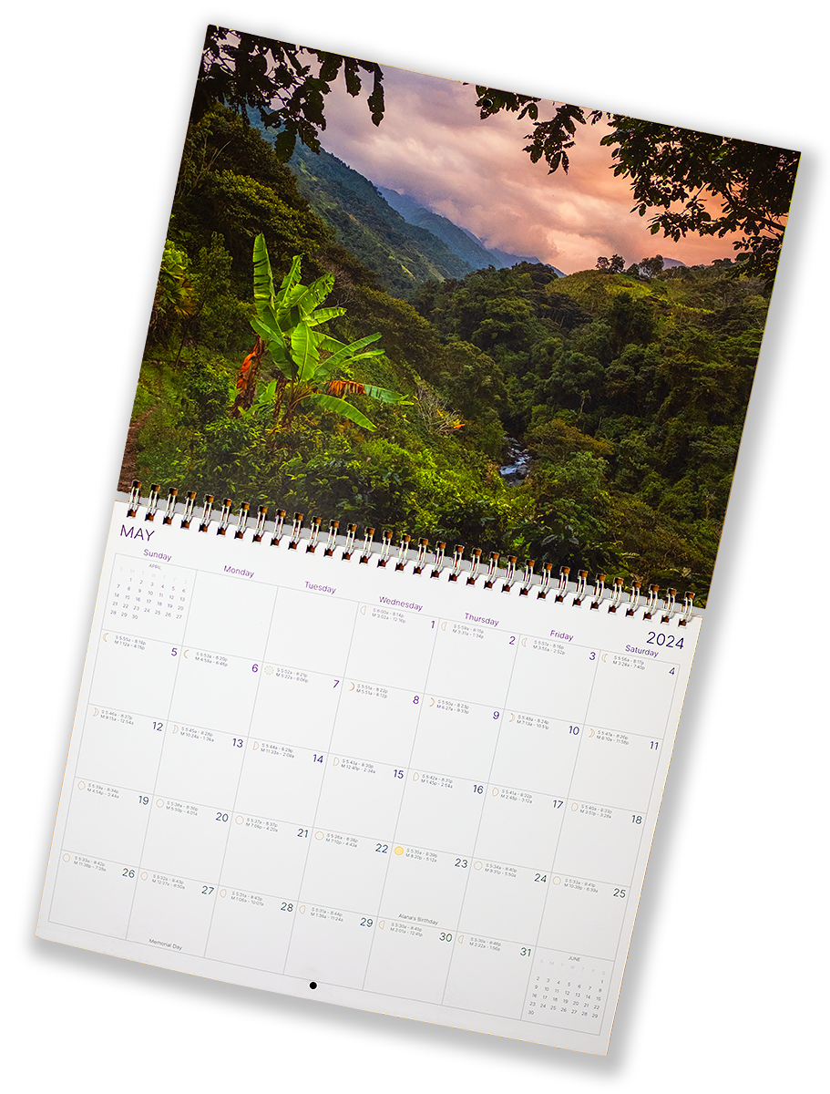 Sunrise Calendar - custom printed wall calendars with sun and moon rise ...